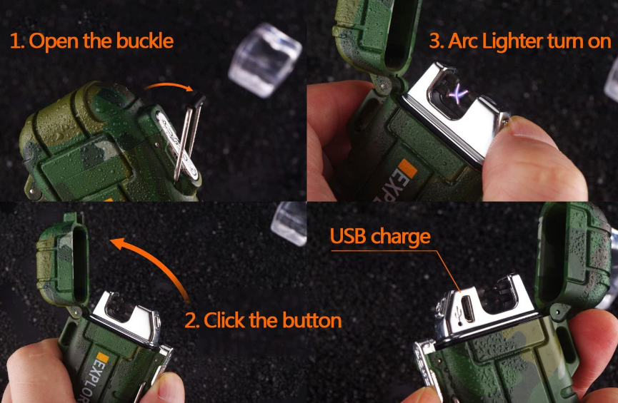 Dual Arc Lighter Double Arc Plasma USB Lighter Rechargeable Flameless